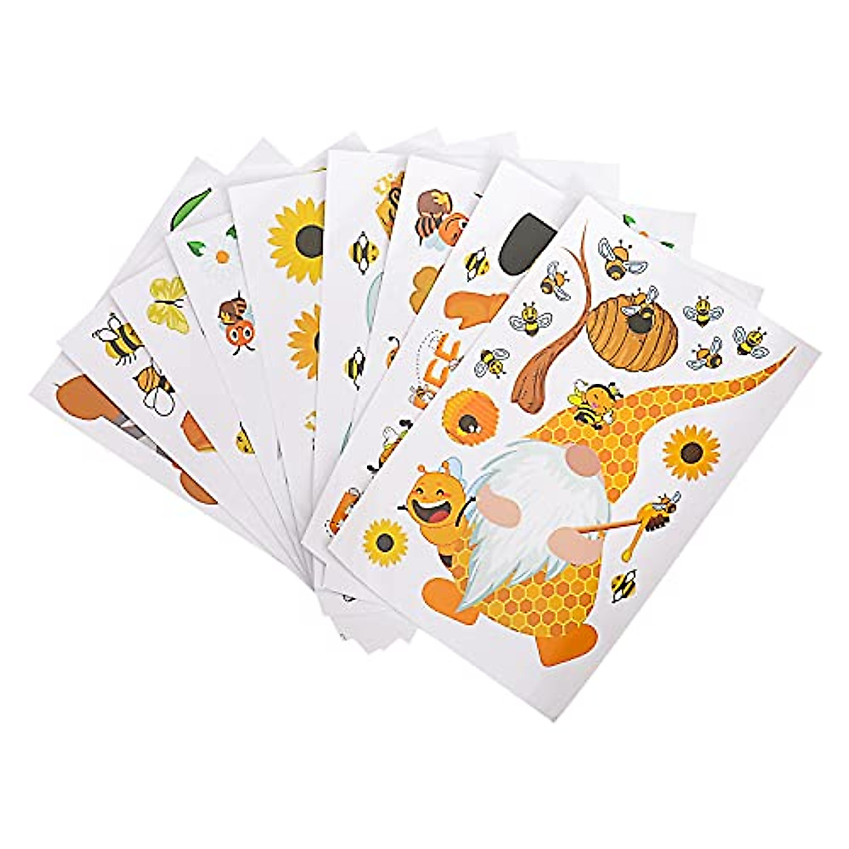 9Pcs Bee Festival Themed Stickers Lovely Electrostatic Window Stickers (Yellow) Home Decor for Celebration Party