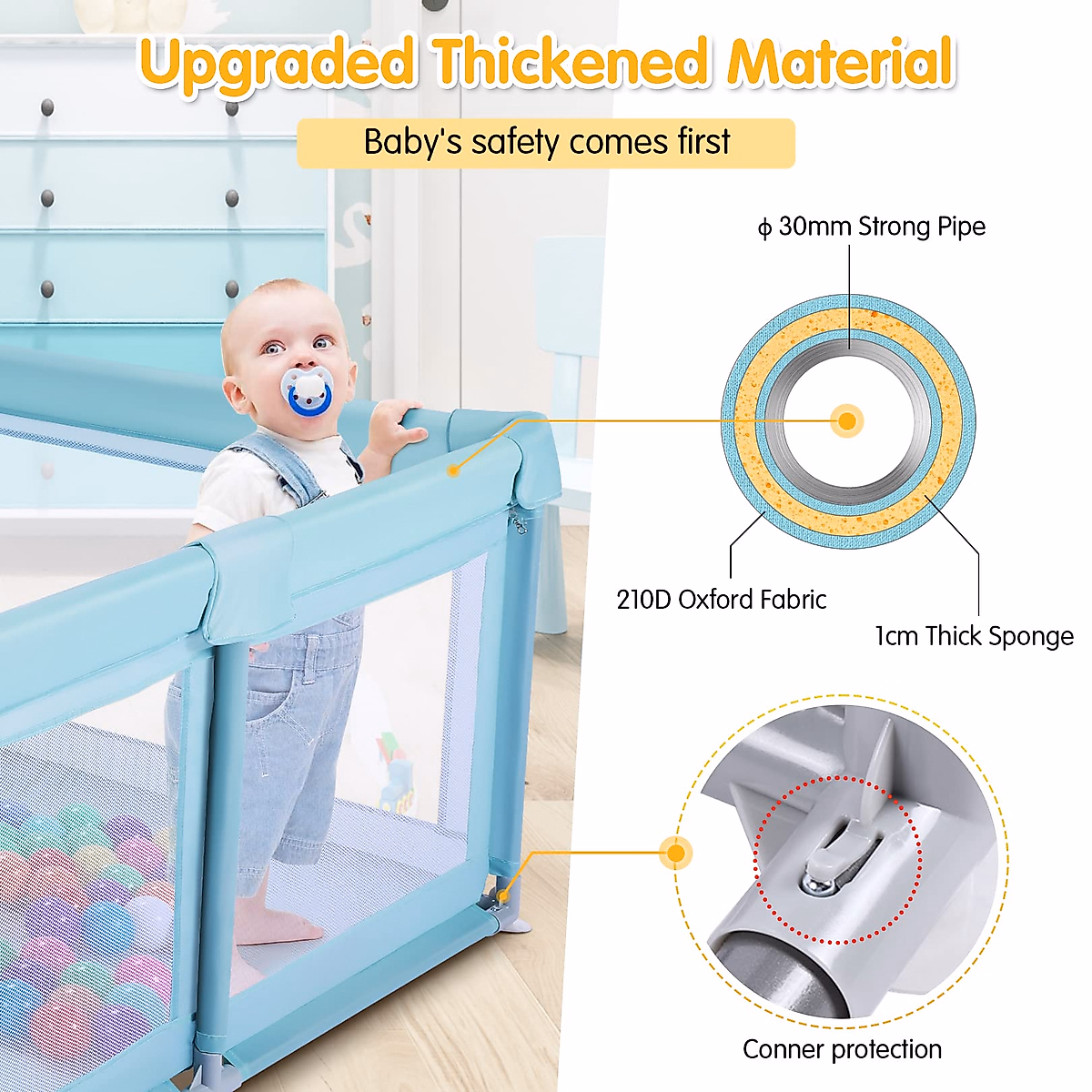 Baby Playpen Extra Large for Babies/Toddlers/Twins 79'' x 59'' Floor Baby Pen, Sailnovo Large Baby Play Pen Play Yard for Baby, Baby Fence Activity Center with Anti-Slip Sucker and Handler(Green)