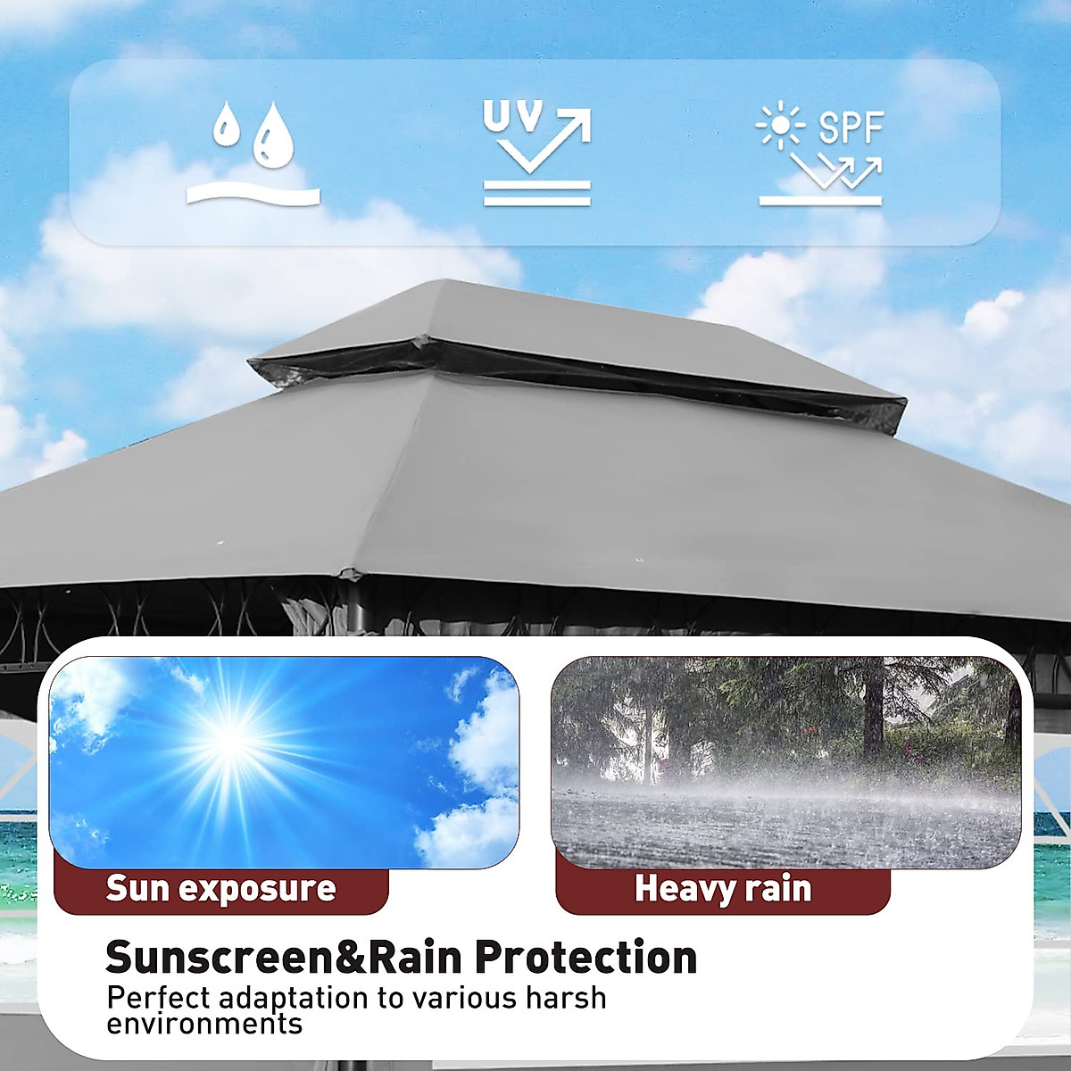 Gazebo for Patio Outdoor Gazebo Canopy UV Protection Canopy Tent for Party Patio BBQ for Patio/Outdoor/Wedding Parties and Events (10'x13', Grey)