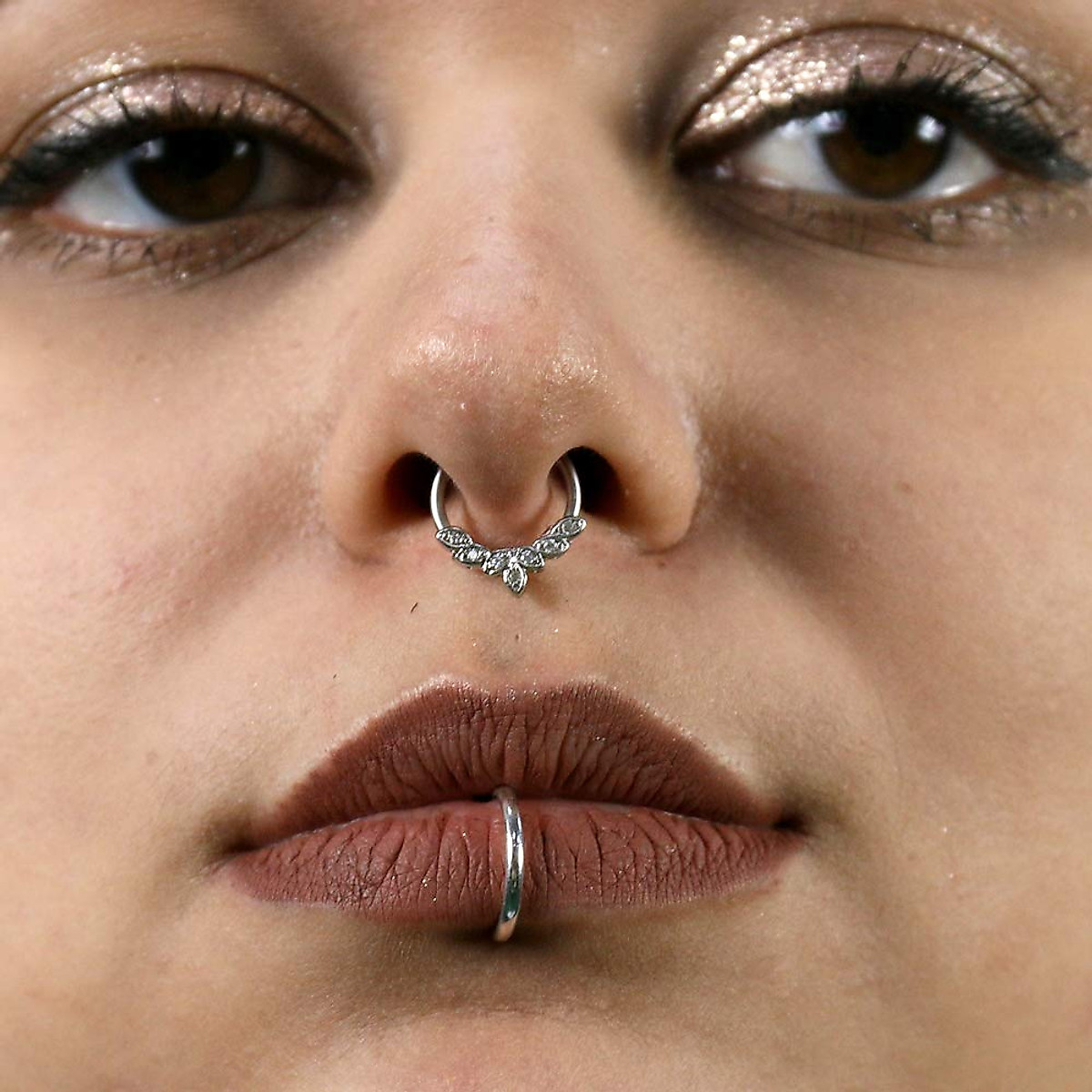 OUFER 16G 316L Stainless Steel Daith Earrings Hoop Cluster CZ Hinged Segment Clicker Daith Clicker Helix Ear Piercing