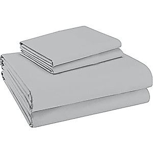 Purity Home 400 Thread Count 100% Cotton Sheets, Cooling Percale Queen Light Gray Sheet Set, with Elasticized Deep Pocket Bed Sheets, Hotel Luxury 4 Piece Queen Size Bedding Set - Queen, Light Gray