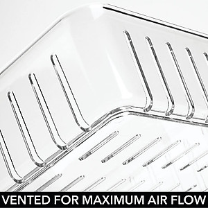 mDesign Plastic Kitchen Refrigerator Produce Storage Organizer Bin with Open Vents for Air Circulation - Food Container for Fruit, Vegetables, Lettuce, Cheese, Fresh Herbs, Snacks - Set of 2 - Clear