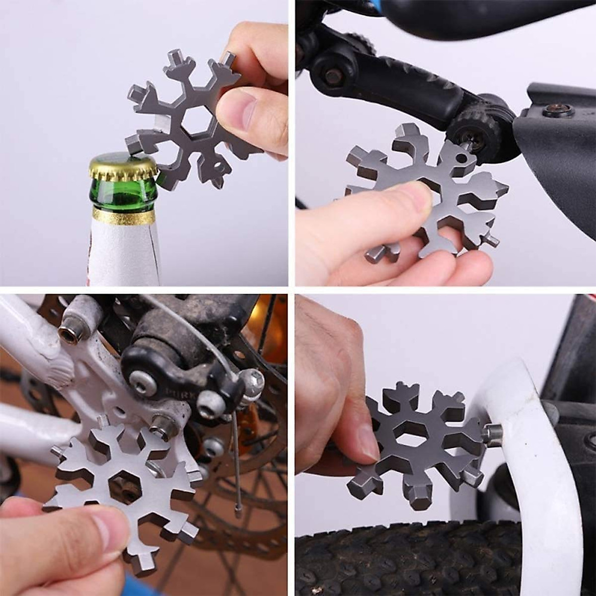 18-in-1 Snowflake Multitool, Stainless Steel Snowflake tool Bottle Opener, Snowflake Multi Tool Cool Gadgets Stocking Stuffers for Men, Christmas Gifts for Men, Dads, Husbands.(Silver)