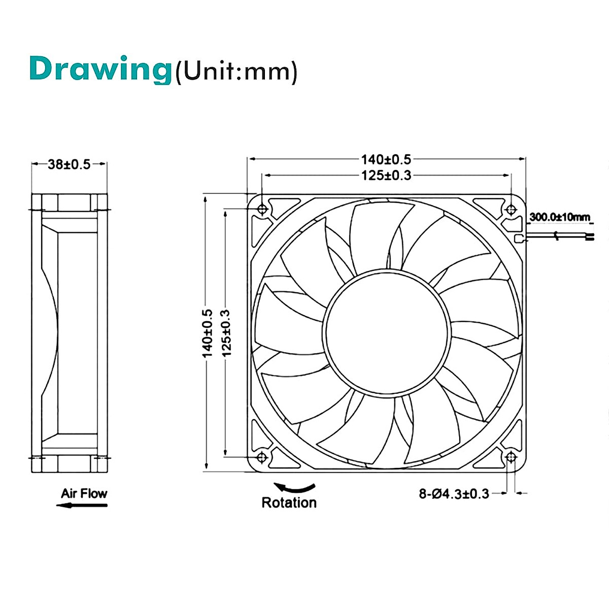 Wathai 140mm x 38mm 12V Exhaust Fan Dual Ball High Airflow 3000RPM DC High Static Pressure CFM Fan for DIY Project Ventilation Cooling