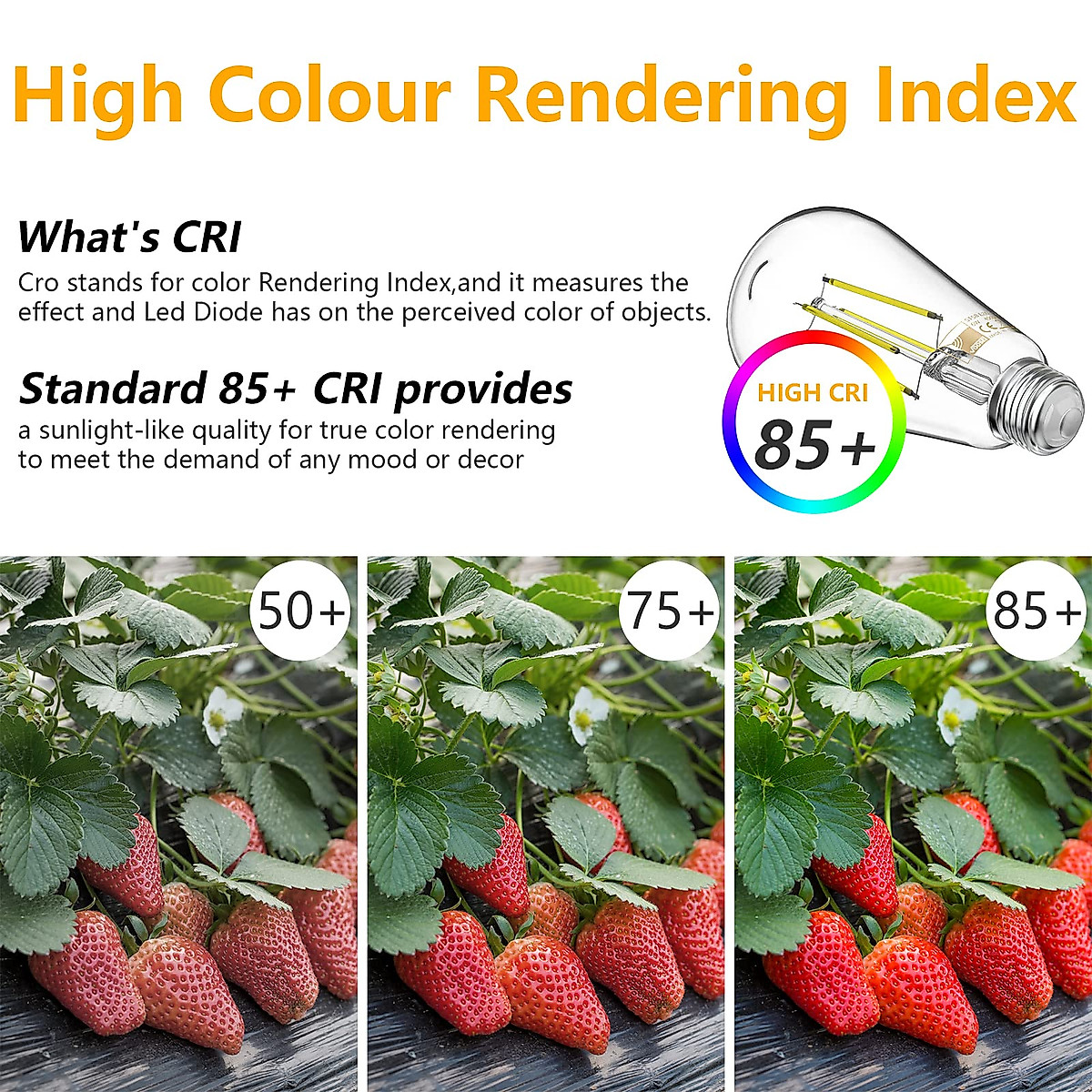 VOOSEI Daylight Bulbs 4000K LED E26 60W Dimmable, 6W Equivalent to 60W Edison High Brightness ST58 Antique Filament Bulbs Clear Glass Pack of 6