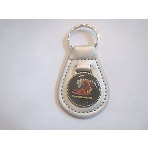 1970 1971 1972 1973 1974 BARRACUDA 'CUDA LOGO LEATHER KEYCHAIN - SILVER