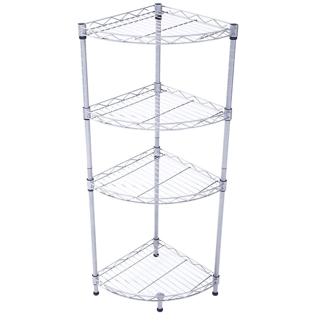 be current 4-Shelf Steel Wire Corner Shelving Unit, Small Shelf Stand, Adjustable 4 Tier Shelf, Metal Storage Shelves Oraginzer Racks for Kitchen, Bathroom, Laundry, Pantry, Closet, Silver Gray