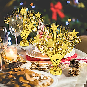 LACGO 4 PCS Metallic Foil Spray Centerpieces for Table - 12’’ Gold Centerpieces Decors with Star Party Favor Supplies for Wedding Birthday Baptism Graduation Celebration Home Decorations