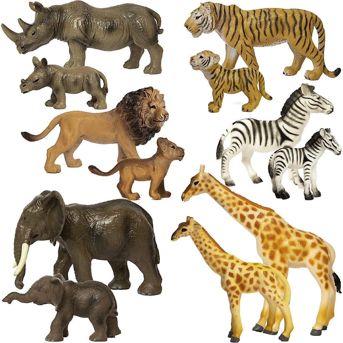 SB TOYS Premium Realistic Safari Zoo Wild Animals Set (12 Piece) - Parent and Baby Zoo Animals, Safari Animals, Jungle Animals, African Animals - Educational Child Development Toy - Animal Toy Figures