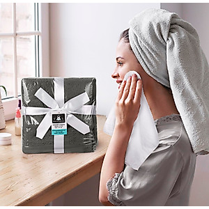 Towel and Linen Mart 100% Cotton - Wash Cloth Set - Pack of 4, Luxurious, Highly Absorbent and Soft Feel Perfect for Daily Use (12 x 12 4 PK White & Grey)