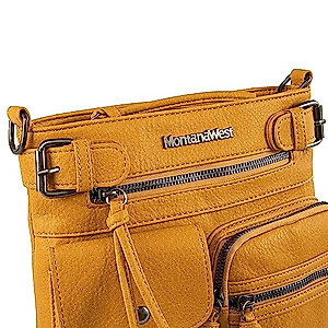 Montana West Crossbody Bag for Women Multi Pocket Leather Shoulder Purses and Handbags Pocketbooks for Travel,MWC-100AYEL