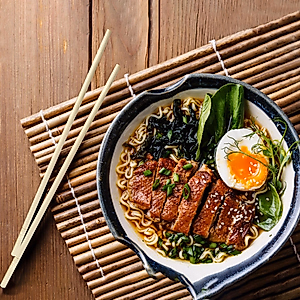 Suijinso 8 Inch 50 Pairs Disposable Chopsticks, Premium Disposable Bamboo Chopsticks Sleeved and Separated, Wooden Chopsticks Best for Asian Dishes & Japanese Sushi