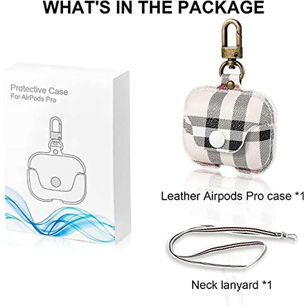 Airpod Pro Case,HEJITAI Leather Airpods Pro Case Cover with Keychain,Airpod Pro Cute Case for Women Men Girl,iPod Pro Case Compatible with Apple AirPods Pro (2019) (White)