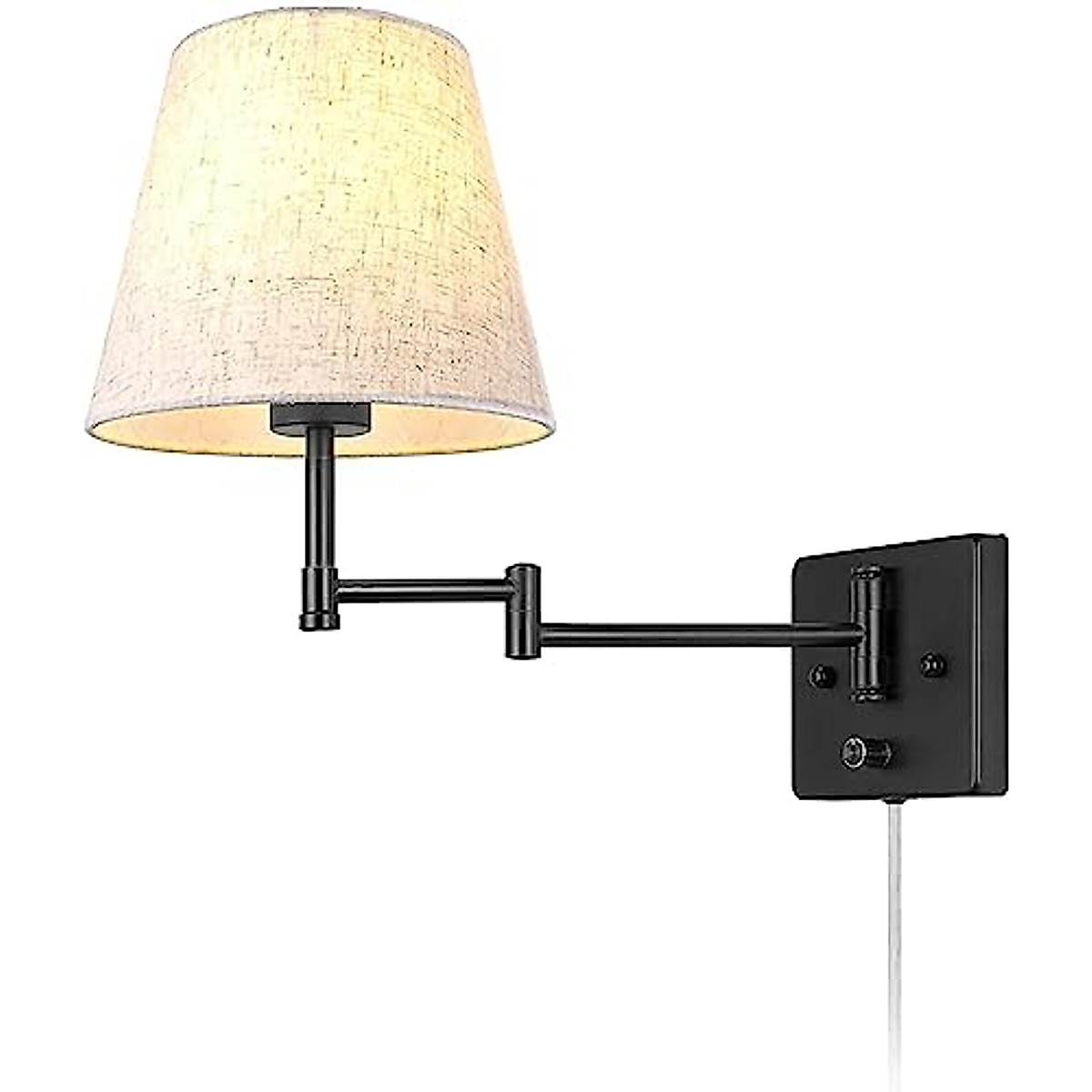 DTREEL Swing Arm Wall Lamp Plug in Cord Industrial Wall Sconce with On/Off Switch Wall Lights Fixtures 1-Light