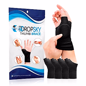 Dropsky Wrist Thumb Support With Gel Pad,Thumb Brace for Arthritis Pain and Support-Thumb Wrist Brace, Arthritis and Carpal Tunnel Pain- Left and Right Hand- Breathable, Lightweight, 4 pack-(Black)