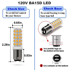 Yosenmi BA15D LED Bulb,100V-265V, 5W (50W 60W Halogen Bulb Equivalent), 650Lumen,Warm White 3000K Double Contact Bayonet Base Light Bulb, Non-Dimmable, Pack of 5