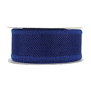 MEEDEE Royal Blue Burlap Ribbon 1.5 Inch Wired Edge Roll for Christmas Wreath, Welcome Wreath, Gift Wrapping, Garland, Bows Making, Swag, Home Decor (10 Yards)