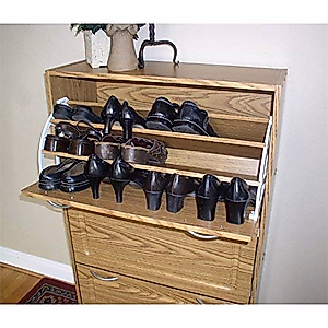 4D Concepts DELUXE TRIPLE SHOE CABINET (light walnut), 11.4"D x 29.3"W x 49.6"H,