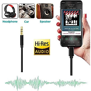 [Apple MFi Certified] AUX Cord for iPhone, Lightning to 3.5mm AUX Stereo Audio Cable Compatible with iPhone 13/12 Pro/11/XS/XR/X 8 7/iPad, iPod to Home Speaker/Car Stereo/Headphone (3.3FT/1.0M, Black)