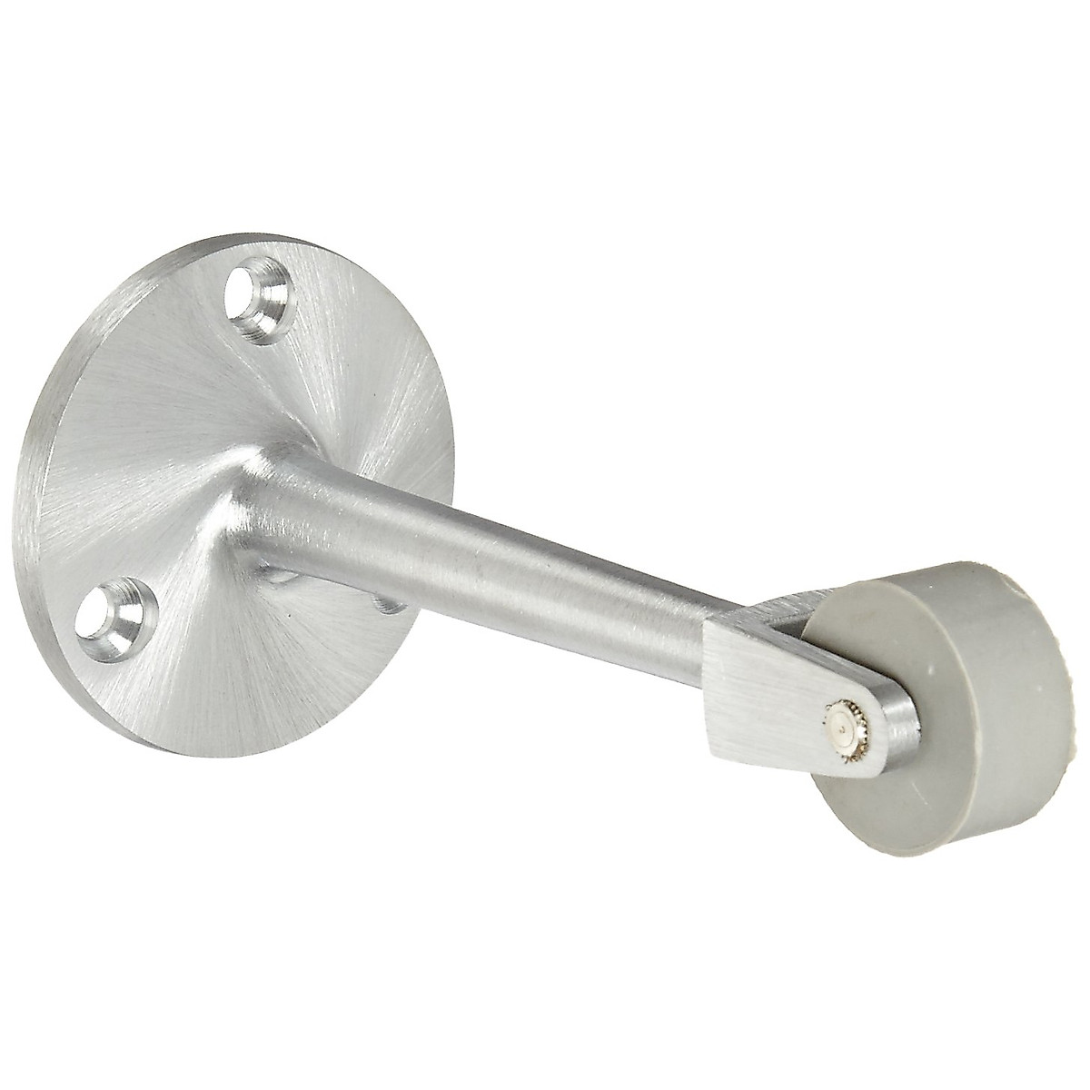Rockwood 456L.26D Brass Straight Roller Stop, 8 X 3/4" OH SMS Fastener, 6-1/4" Projection, 2" Base Diameter, Satin Chrome Plated Finish