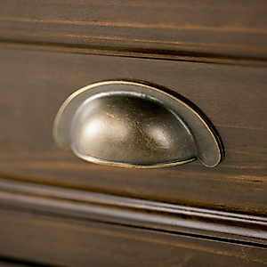 SIMPLIHOME Burlington SOLID WOOD 44 inch Wide Transitional Console Sofa Entryway Table in Mahogany Brown with Storage, 3 Drawers and 4 Shelves, for the Living Room, Entryway and Bedroom