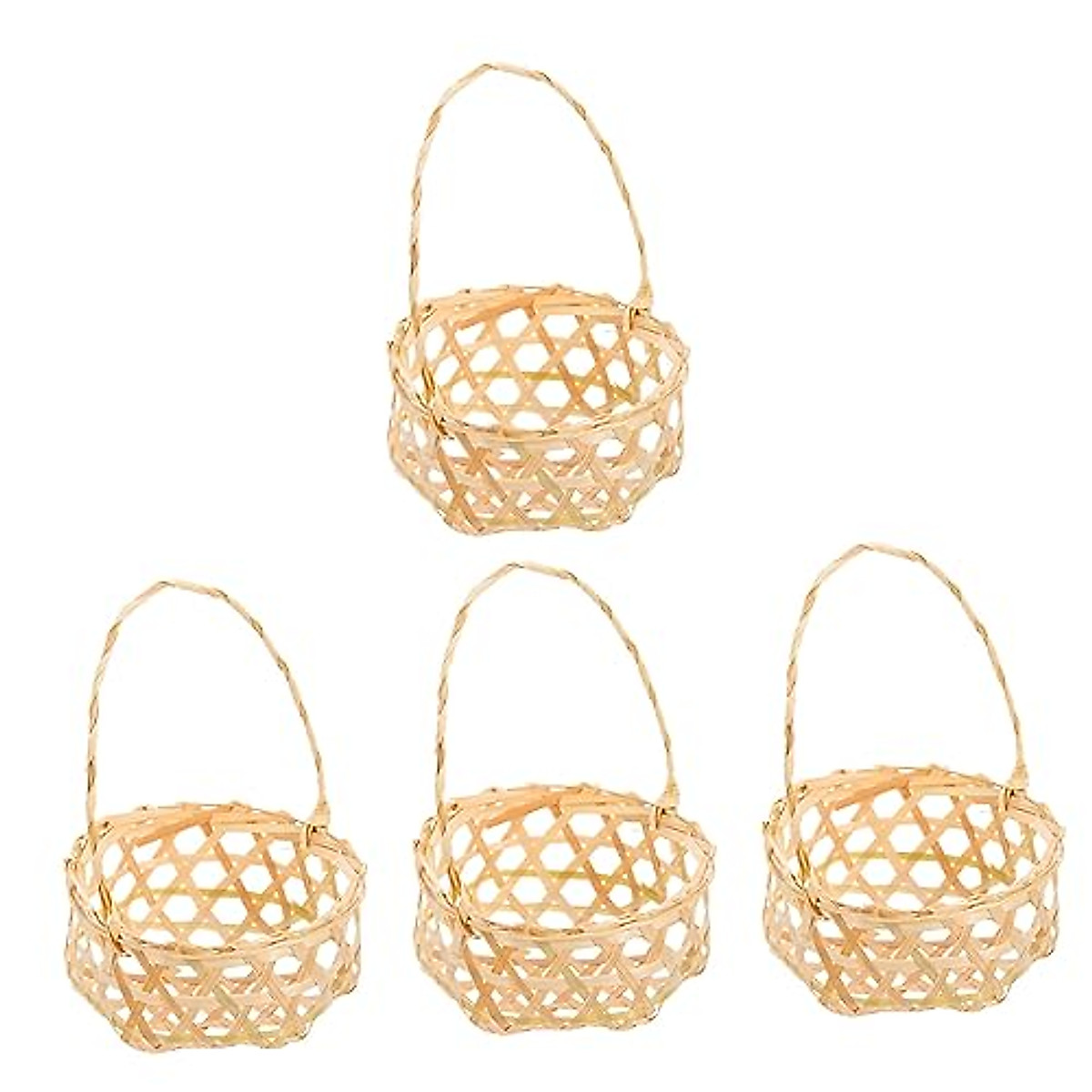 Abaodam 8 Pcs Portable Bamboo Basket Decorative Basket Kitchen Egg Basket Miniature Flower Basket Mini Picnic Basket Wicker Bread Tiny Fruit Basket Multifunction Multipurpose Basket