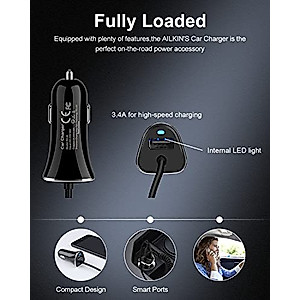 USB C Car Charger, 3.4A Cigarette Lighter Fast Charging Adapter with 3ft USB-C Coiled Cable for Google Pixel 7 Pro 6a 6 5a 4 XL 3, Galaxy S23 Ultra S22 S21 A14 5G A13 A03s A51, iPhone 14 13, Car Plug