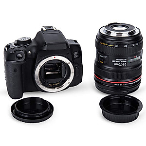 2 Pack EF EF-S Mount Body Cap Cover & Rear Lens Cap for Canon EOS 60D 70D 77D 80D 90D 2000D 4000D 5D Mark III IV 6D 7D Mark II 1DX Rebel T6 T7 T5 T1i T2i T3i T4i T5i T6i T6s T7i T8i SL1 SL2 SL3 & More