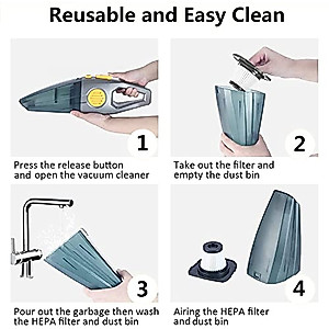 AZHZOLSK Dust Buster Upgrade Handheld Vacuum Cordless Rechargeable Handheld Vacuums 12000PA-14000PA High Power with Power Display for Car, Home, Office, Pet Hair Travel Cleaning Wet and Dry Use