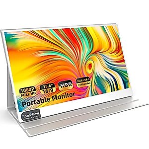 InnoView Portable Monitor for Laptop [2023 Latest] 15.6'' FHD 1080P USB-C Travel Monitor w/Smart Cover & Dual Speakers, HDMI HDR IPS Silver Portable Gaming Monitor PC MAC Phone Xbox PS4/5 Switch