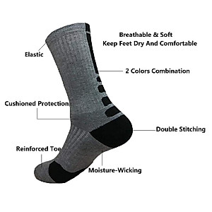 YQHMT Basketball Socks Men's Outdoor Athletic Crew Socks Cushioned Thick Sport Long Compression Socks 4 Pack