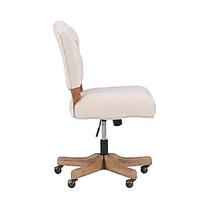 Riverbay Furniture Transitional Fabric Tufted Swivel Office Chair in Beige