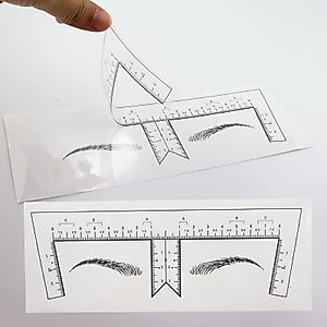 50pcs Disposable Eyebrow Ruler Stencils with Eyebrow Shape for Microblading Permanent makeup Tattoo Eyebrow design Eyebrow Mapping Ruler (Model B-50pcs)