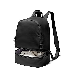coofay Mini Black Backpack Purse For Women Anti Theft Backpack Small Gym backpack With Shoe Compartment Waterproof Backpack For College Aesthetic Backpack Simple Cute Backpack
