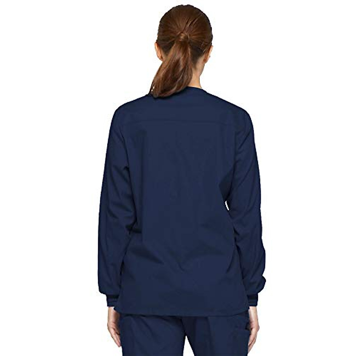 Dickies EDS Signature Scrubs for Women, Snap Front Scrub Jacket in Soft Brushed Poplin 86306, L, Navy