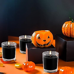 20 Pack Black Votive Candles in Clear Glass-Unscented Soy Wax Candles for Halloween Birthdays Wedding Dinner-Lasting Burn for 15 Hours