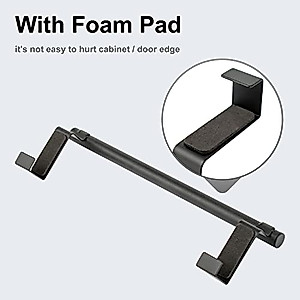 Steel Over The Door Towel Rack Bar 2 Pack, Towel Rack for Cabinet, LADYAMZ 9 Inch Kitchen Bathroom Towel Holder Storage for Bathroom Laundry Office Cupboard Door Holds Hand Dish Towels (Black+Silver)