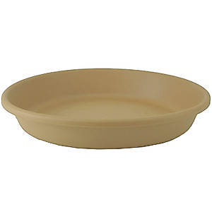 Akro-Mils The HC Companies Non Fading 21 Inch Plastic All Weather Indoor Outdoor Planter Saucer Draining Tray for Classic Flower Pot Planters, Sandstone, 4 Pack