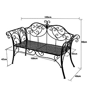 HLC Black Outdoor Bench Patent Design Romance Two Seat Bench for Garden Park
