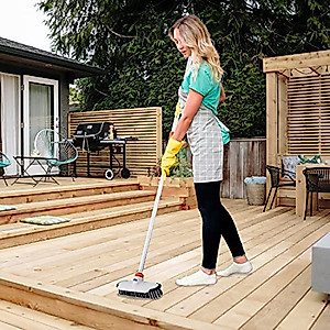 Superio Deck Scrub Brush Head, Heavy Duty Stiff Bristles Grout Scrubber with Scraper - Cleans Hot Tub, Swimming Pool, Granite Tiles, Bathroom, Patio, Kitchen, Wall and Deck (Refill Brush Head)