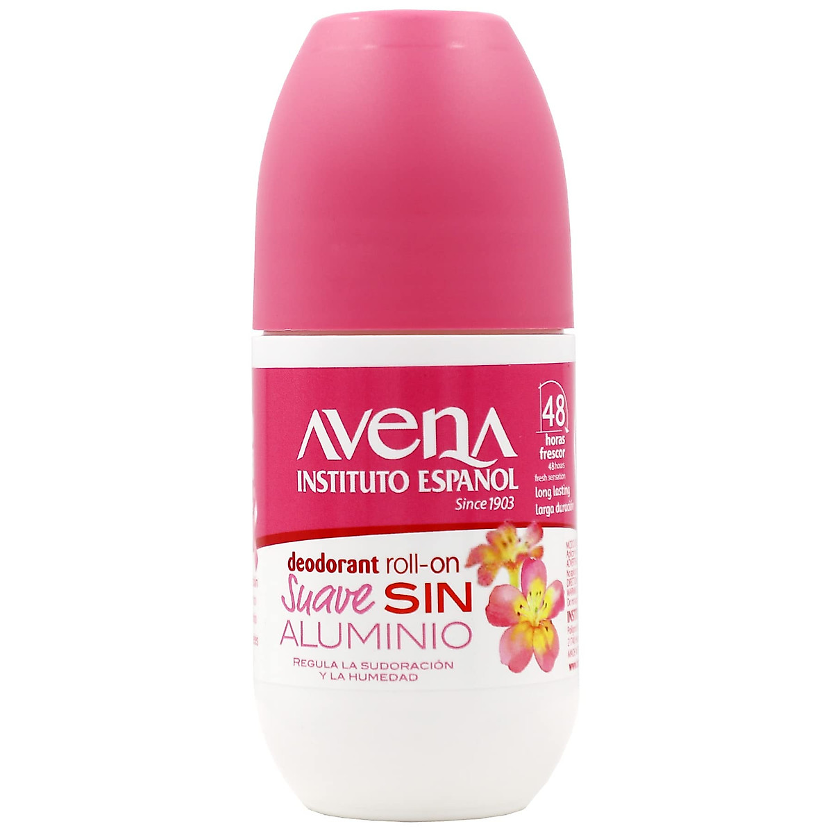 Avena Instituto Español Deodorant Roll-On Suave, Long-Lasting, Non-Alcohol, 2-Pack of 2.50 Oz each, 2 Bottles