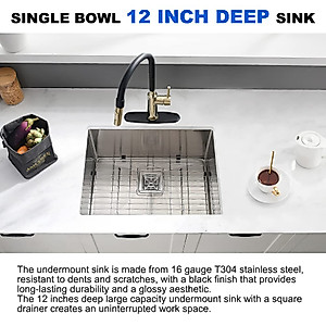 Undermount Bar Sink, BoomHoze 10 x 18 Inch Handmade Small Kitchen Bar Sink Single Bowl 16 Gauge Stainless Steel Bar Sink Deep Wet Bar Prep Sink RV Camper Sink