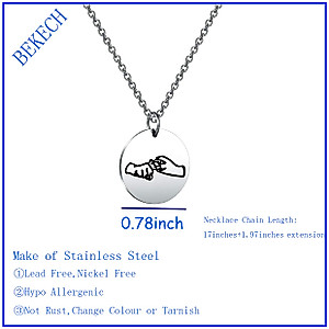 BEKECH ASL Necklace Friendship in Sign Language Charm Pendant Necklace Sign Language Jewelry ASL Friendship Gift ASL BFF Gift