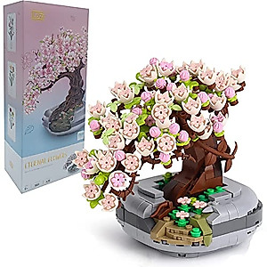 LNYSSQ Mini Succulent Bonsai Tree Building Sets Botanical Collection Flower Bouquet Bricks Bonsai Model Creative DIY Simulation for Home(Mini Sakura Bonsai)