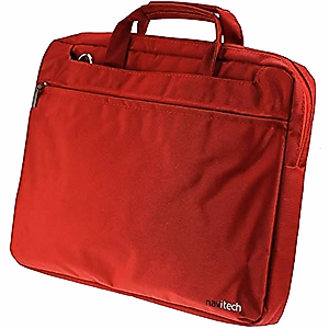 Navitech Red Sleek Water Resistant Travel Bag - Compatible with HDJUNTUNKOR 10.1" Portable DVD Player