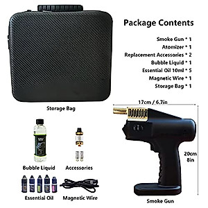 XUORUCYOS Cocktail Smoker Kit, Handheld Smoked Bubble Gun,Smoke Generator Tool, Herb Extract Essential Oil Smoker, USB Charging Bubble Gun for Cocktail Drink,Whiskeyï¼ŒMeat, Pizza and Food Cooking