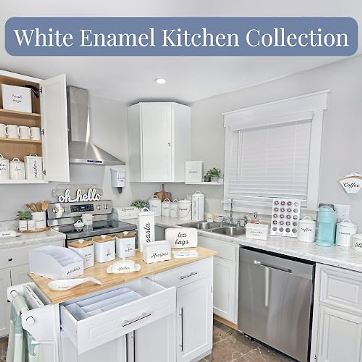 AuldHome Farmhouse White Spoon Rest, Distressed Enamel Ceramic Spoon Holder in Rustic Style