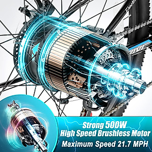 Vivi M026TGB Electric Bike 26" Electric Bike for Adults, Peak 750W Folding Electric Mountain Bike, 48V Removable Battery Ebike, 21 Speed System Electric Bicycle, Top 22 Mph, Up to 50 Miles, UL 2849