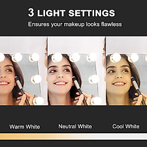 SHOWTIMEZ Vanity Mirror Makeup Mirror with Lights, Hollywood Vanity Makeup Mirror with LED Lights for Dressing Room & Bedroom, W22.8xH17.5in.