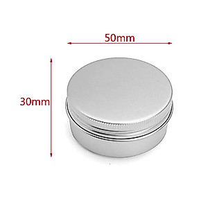 Ymkf Sqqr 60 Pack aluminum round lip balm tin container bottle with screw thread lid - great for store spices, candies, tea or gift giving, （1oz）